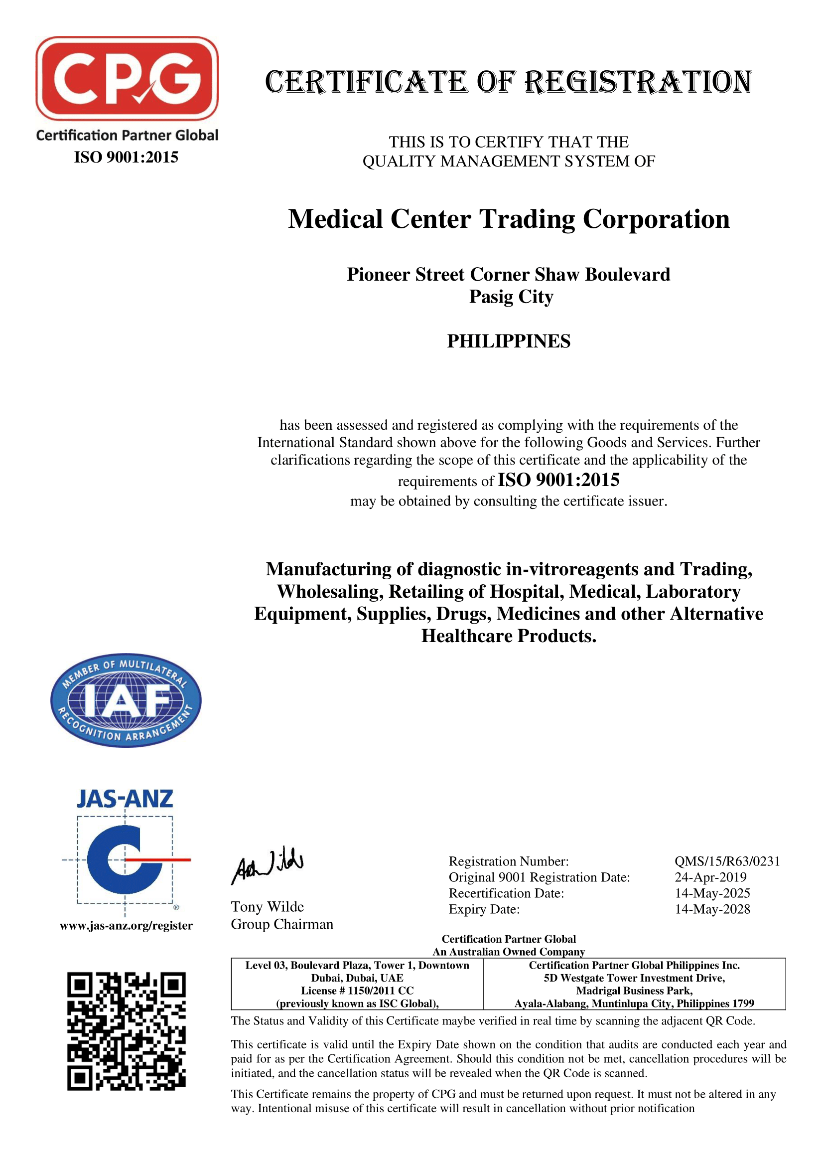ISO Certified – Medical Center Trading Corp